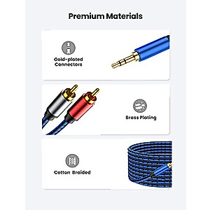NC XQIN RCA to 3.5mm, 3.5mm to RCA Cable 20 ft RCA to Aux HiFi Sound 3.5mm to RCA Audio Cable Nylon Braided Aux to RCA Cord for Smartphones, MP3, Tablets, Speakers, HDTV