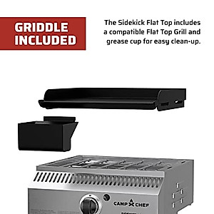 Camp Chef Sidekick Grill Accessory, Flat Top Griddle included, 14" cooking system compatible, Stainless/Black
