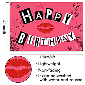 Happy Birthday Backdrop Banner Decor Hot Pink - Burn Book Birthday Party Theme Decorations for Room Y2K Aesthetic Early 2000s Teens Girls Women Supplies