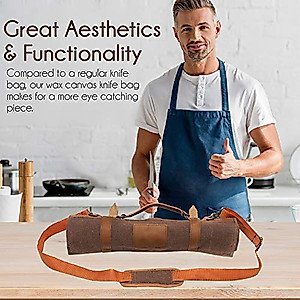 Prechepro (US Based Company Chef Knife Roll Bag With 10 Pockets, Tool Pouch And Leather Card Holder - Chef Knife Bag - Handmade Craftsmanship - Rugged Industrial Quality - Bag Only - No Knives