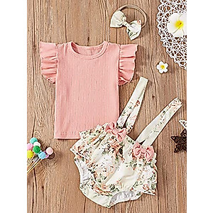 Voonlie Baby Girl Clothes Outfits 3PCS Newborn Infant Baby T Shirt Shorts Headband Summer Set