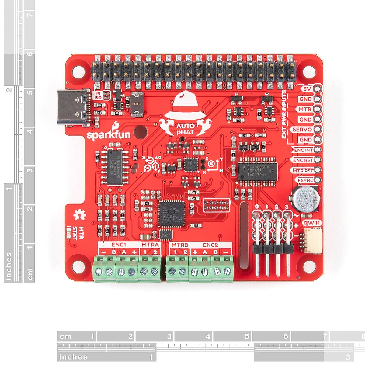 SparkFun Auto pHAT Compatible with Raspberry Pi Google Coral NVIDIA Jetson and More All in One Robotics Package Quickly add functionality to Single-Board Computers Drive 2 Small DC Motors & 4 servos