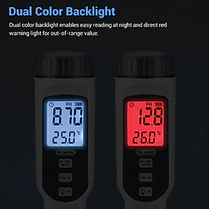 Dr.meter Digital Water pH Meter, 0.01 Resolution High Accuracy PH Testing Pen with Backlit and Data Hold, 0-14pH Measurement Range Water Quality Tester for Hydroponics, Pool, Aquarium, Brewing