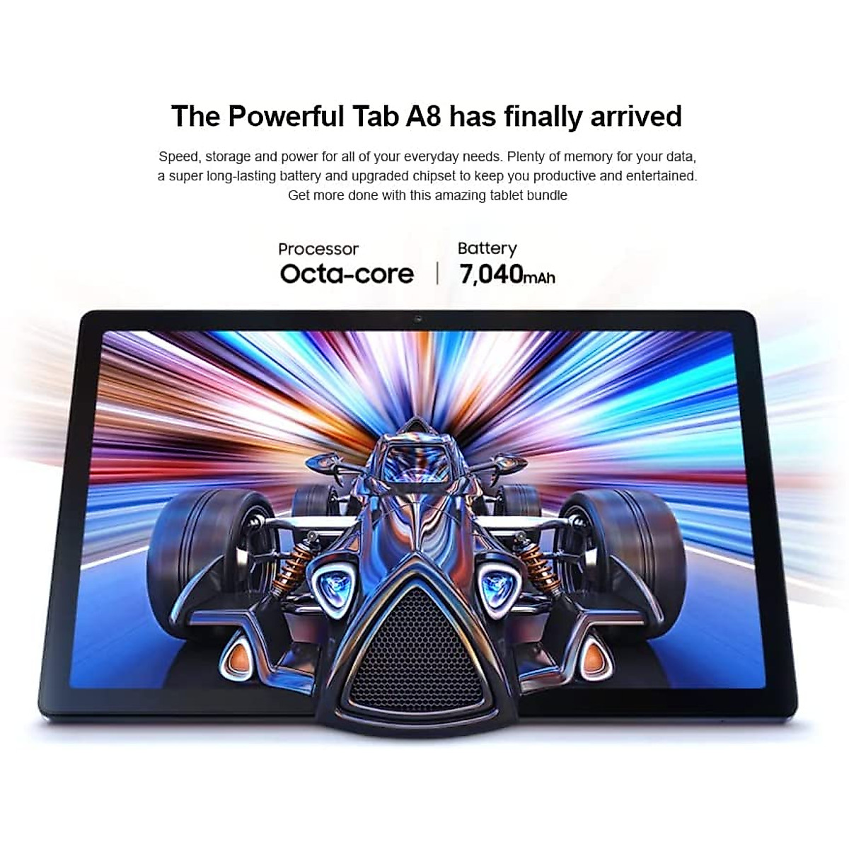 SAMSUNG 2022 Galaxy Tab A8 10.5” Inch 64GB Wi-Fi Android 11 Touchscreen International Tablet Bundle – MDTec Hard Back Tri-Fold Stand Cover Case and 64GB microSD Card [Gray]