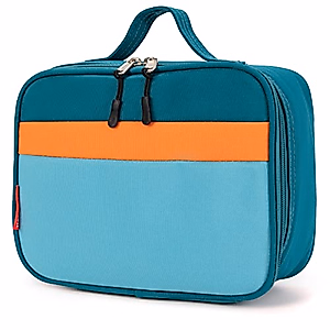 HawLander Insulated Kids Lunch Box Bag for Boys and Girls, Standard Size for School (Blue Green)