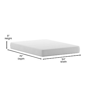 Merrick Lane Iris 8" Full Mattress - 6" Poly Base - Green Tea Cooling Gel - 2" Charcoal Infused Gel Memory Foam - CertiPUR-US Certified Foam - Mattress in a Box