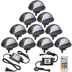 INDARUN Smart Recessed LED Deck Lights, Low Voltage Landscape Step Lighting, 10 Pack RGB WiFi Control 12V Outdoor Waterproof Stair Garden Yard Decoration Lights, Compatible with Alexa