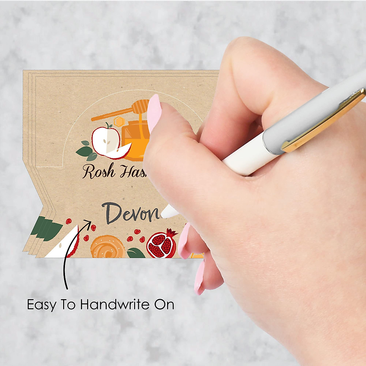 Big Dot of Happiness Rosh Hashanah - Jewish New Year Party Tent Buffet Card - Table Setting Name Place Cards - Set of 24