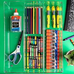 LIVORINI Kitchen Utensils Organizer | Utensil Tray Holder | Large Non-Slip Cutlery Drawer Organizer, 3 Compartment Multi-Purpose Home Organization, Clear Acrylic