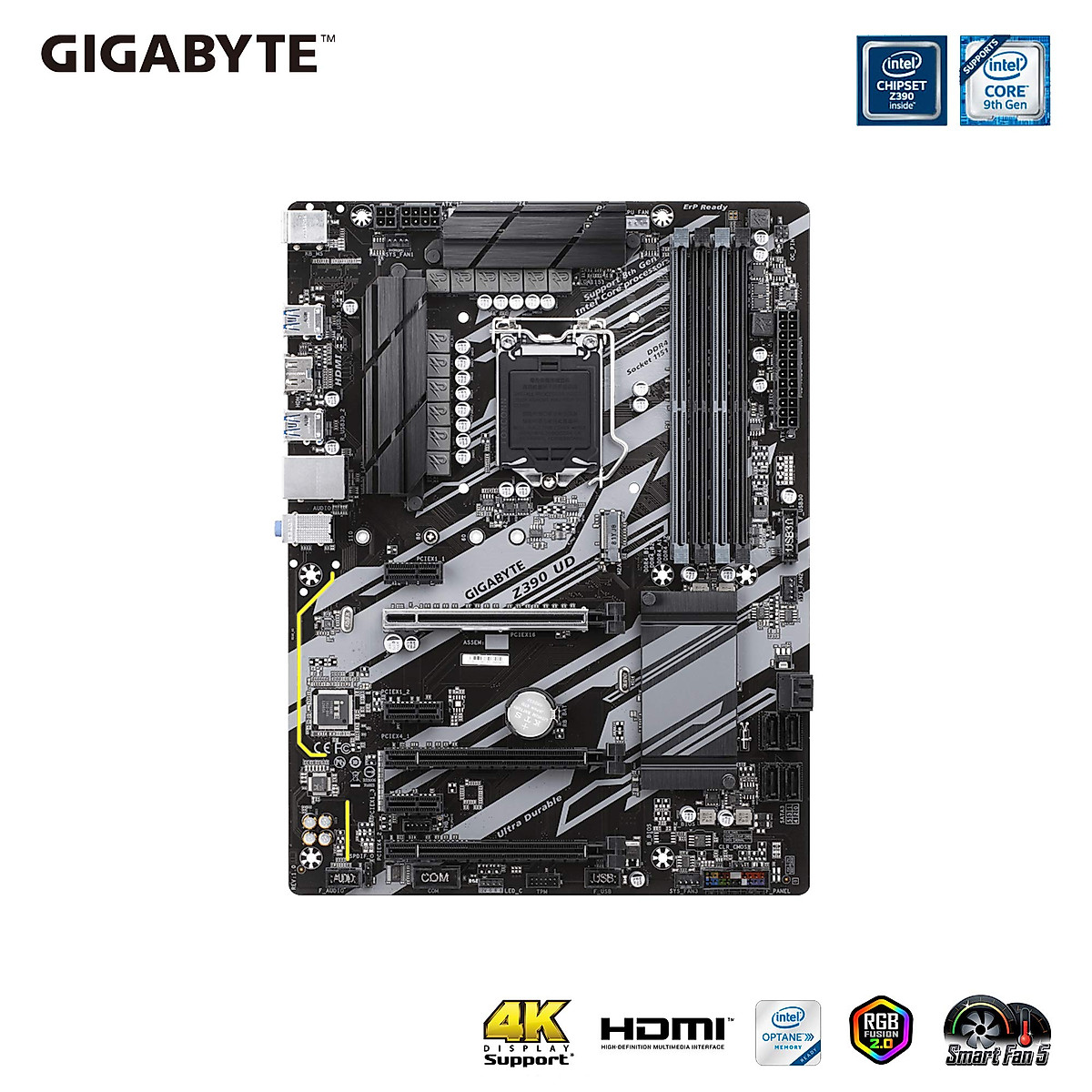 GIGABYTE Z390 UD (LGA 1151 (300 Series) Intel Z390 SATA 6Gb/s ATX Intel Motherboard for Cryptocurrency Mining with above 4G Decoding, 6 x PCIe Slots)