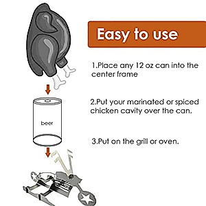 LAUTO Beer Can Chicken Holder for Grill, Polished Stainless Steel Beer Chicken Grill Rack,Motorcycle Portable Beer Chicken Stand for Outdoor BBQ(Skeleton)