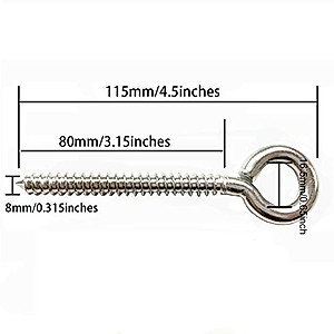 AIVOOF Swing Hooks, 4Pack M8 Heavy Duty Large Swing Hooks Hammock Hanging Kit Eye Screws 1200LB Capacity Swing Hardware for Yoga Hammock Swing Chair Indoor Outdoor