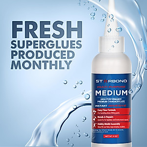 Starbond 4 oz. Medium CA Glue (Premium Cyanoacrylate Super Glue) for Quick Glue-ups, Woodworking, Woodturning, Hobby Models