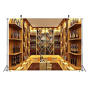 BELECO 10x8ft Fabric Luxurious Wine Cellar Backdrop Wine Vault Bar Club Pub Backdrop Wine Cabinet Red Wine Whiskey Bottles Background Wine Theme Party Decor Wallpaper Men Women Adults Photo Props