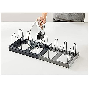 7 Dividers Pot and Pan Organizer, Adjustable Pot & Pan Holder Under Cabinet for Kitchen, Pot Lid Holders, Kitchen Counter Under Cabinet Cookware Organizer, Cookware Rack