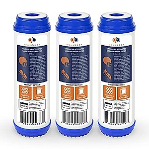 Aquaboon 5 Micron 10"x2.5" Granular Activated Carbon Water Filter Replacement | Universal Coconut Shell GAC Cartridge | Compatible with C-10, WFPFC9001, AP117, GAC-10, FXUTC, D-20A, GAC1 3-Pack