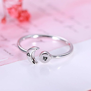 Personalized Sun Moon Zodiac Ring Sterling Silver for Women