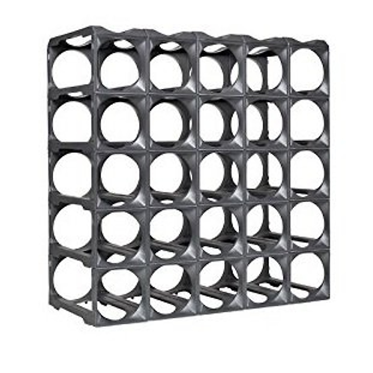 Stackable Modular Wine Rack - 30 Bottle Set (25 modules, 5 top Plates) Silver. Store up to 30 Bottles. Great for organizing and Creating Storage Space. by Stakrax