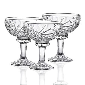 StarLuckINT 3pcs Glass Ice Cream Bowls, 8oz Clear Footed Dessert Bowls, Crystal Thick Sundae Cups, for Dessert, Snack, Salad, Pudding, Cocktail, Fruit Holiday Party (Color : Flowers)