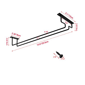 MOCOUM 4 Pack 15.6" Wine Glass Rack Under Cabinet Stemware Rack, Wine Glass Hangers Rack Wire Wine Glass Holder Storage Hanger Hold Up To 10 Wine Glasses for Cabinet Kitchen Bar (Black, 4 pack)