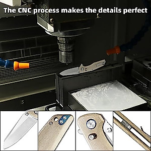 WIN+ Pocket Knife, Folding Knife with Button Lock and Axis Lock, Tactical Knives with Ball Bearing and Thumb Stud, Micarta Small EDC Knife for Survival Camping 3442 (C-Desert-Micarta)