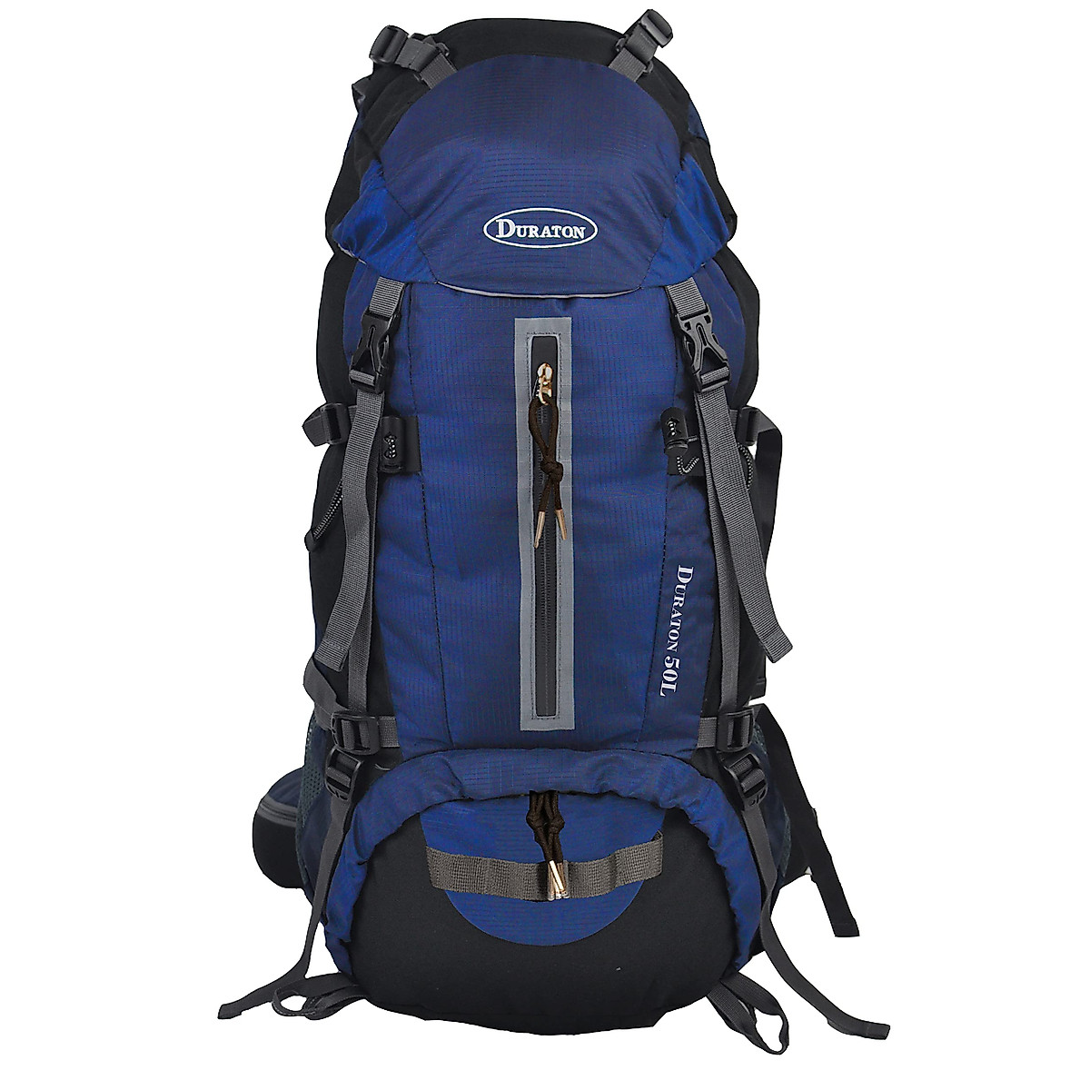 Duraton Hiking Backpack 50L, Water Resistant Light-Weight Day Pack for Backpacking Camping and Travel (Navy Blue)
