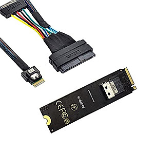 xiwai NGFF M-Key NVME to SFF-8654 Slimline SAS Card Adapter and U.2 U2 SFF-8639 NVME PCIe SSD Cable for Mainboard SSD