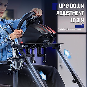 Marada G920 Racing Steering Wheel Stand with Shifter Mount Fit for Thrustmaster, PXN, Logitech G29, G923 Height Adjustable Sim Frame Wheel & Pedal & Gear Lever NOT Included（Only Stand）