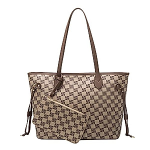 LBiayion Vintage Leather Tote Bag for Women - Women Purses and Handbags, Women Shoulder Bag with Top Zipper Closure