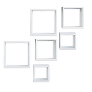 Wallniture Modern Nursery Room Decor Box Storage Floating Shelves White Set of 6
