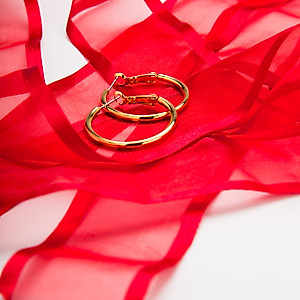 Lifetime Jewelry Hoop Earrings for Women and Men 24k Real Gold Plated (Gold)