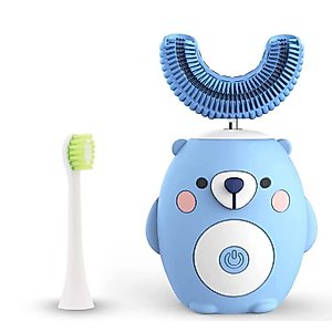 GASLIKE Kids Electric Toothbrush, U-Shaped Ultrasonic Toddler Automatic Toothbrush with Six Smart Modes Auto Whitening Toothbrush IPX7 Waterproof Design for Children Kids Toddler 2-7 Years (Blue)