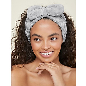 Spa Headbands for Women Makeup Washing Face Skincare Face Wash Head Band Cute Bow Hair Band for Girls Soft Coral Facial Shower Head Wraps