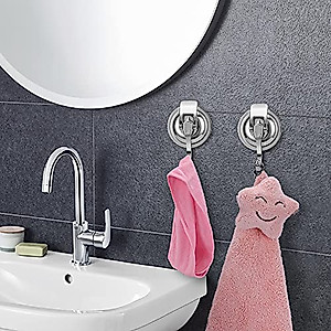 TESOT Suction Cup Hooks, Shower Hooks, Upgraded Suction Cups for Glass Chorme Silver, 2 Pack