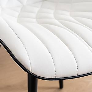 YOUNUOKE Dining Chairs Set of 2 Mid Century Modern Kitchen Chair Comfortable Upholstered Faux Leather Dinner Chairs for Kitchen Dining Room, White