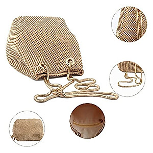 Lanpet Mini Evening Clutch Purse for Women, Luxury Crystal Crossbody Shining Bucket bags Evening Handbags for Wedding Party
