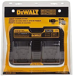 DEWALT 12/20V MAX Charging Station/Dual Charger for Jobsite (DCB102) , Black