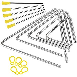MUKLEI 10 Pack Music Instruments Triangles, Percussion Triangles With Strikers Musical Steel Triangle Se Music Triangle Instruments for Music Learning 4,5,6,7,8 inches