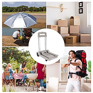 Fingertip WD Folding Luggage Cart with Chassis,4 Wheels Folding Hand Truck Dolly,Collapsible Light Duty Dolly for Moving Shopping Travel Office Use,165lbs(Grey)