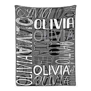 Custom Blanket with Name, Personalized Monogram Blankets with Contrast Color Design, Personalized Throw Blanket for Baby Girl Boy Gifts for Men Women Adult
