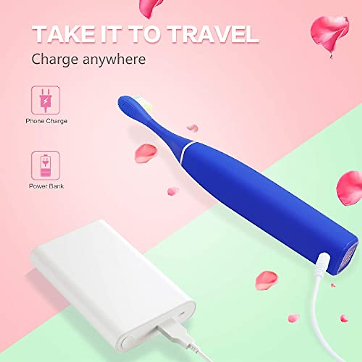 MICESHU Kids Electric Toothbrush, Rechargeable Sonic Toothbrush with 2 Brush Heads, Food Grade Silicone Sleeve & IPX7 Waterproof, for Children and Toddlers Age 3+, Soft
