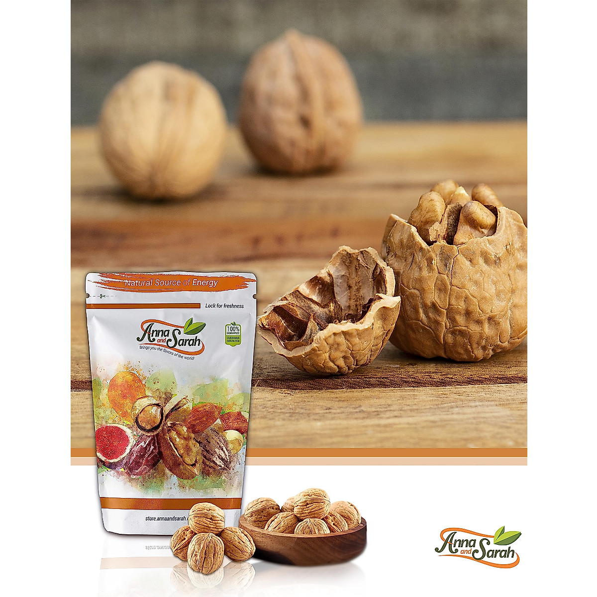 Anna and Sarah Walnuts in Shell, Jumbo, Fresh, Buttery Taste, Easy to Crack, California Chandler, Natural Shells, Not Bleached 5.5 Lbs