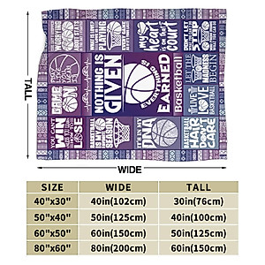 Homieblanket Basketball Blanket for Boys Girls, Cool Basketball Themed Design Printed Purple Throw Blankets for Kids Lap, Chair Sofa, Soft Fleece Cozy Blanket, 40"x 50"