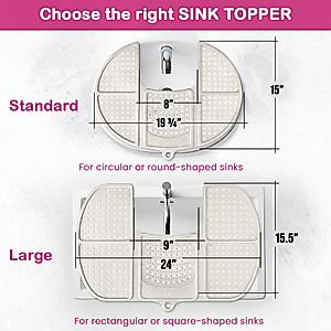 Sink Topper, Foldable Bathroom Sink Cover for Counter Space. Makeup Organizer Mat and Must Have Bathroom Gadget. Standard, Black.