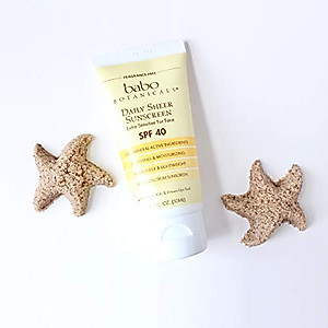 Babo Botanicals Daily Sheer Mineral Face Sunscreen Lotion SPF 40, Fragrance Free, 1.7 Fl Oz
