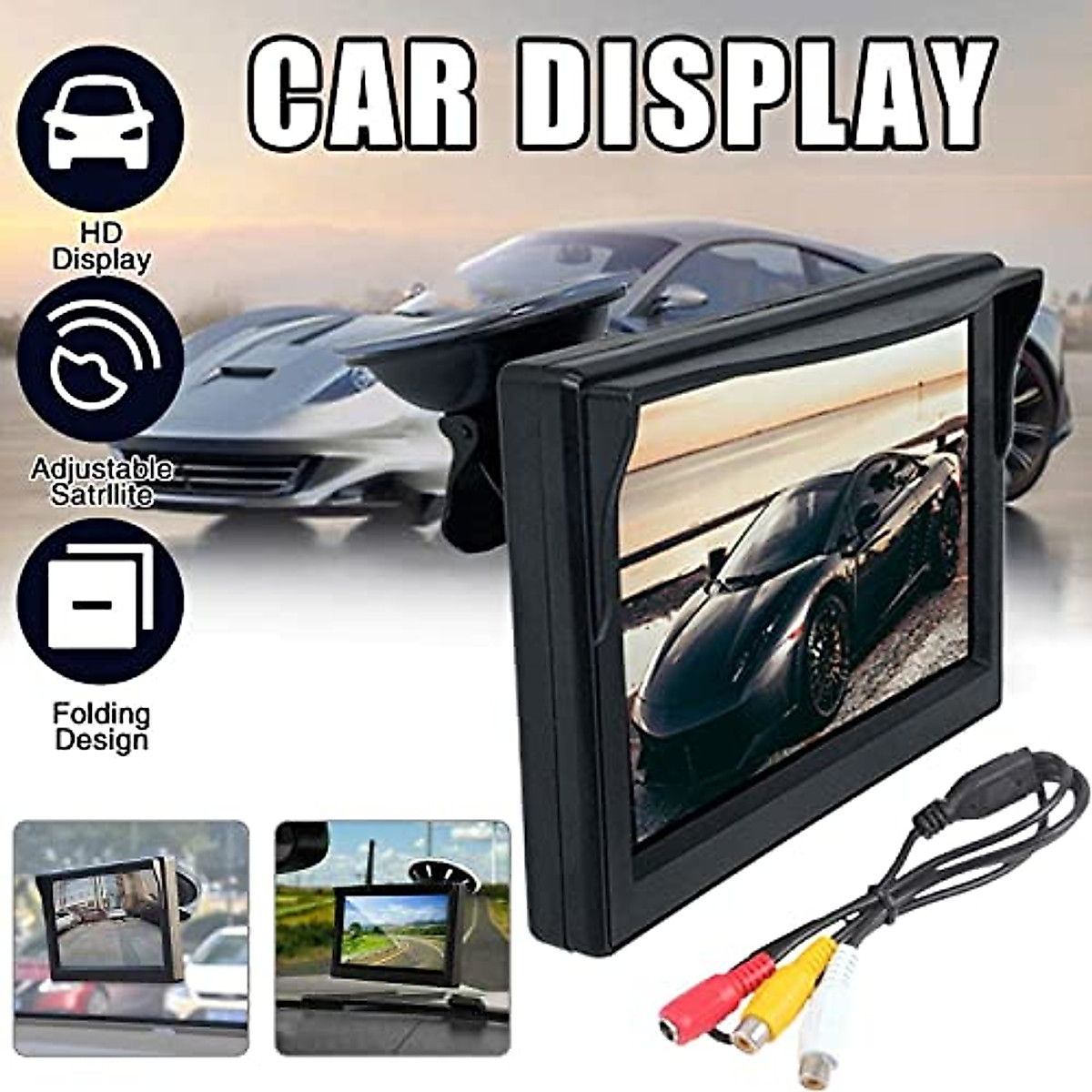 4.3 Inch Car Monitor Tft LCD Digital 16:9 800 * 480 Screen 2 Way Video Input Colorful for Reverse Rear View Camera DVD Vcd P8l2