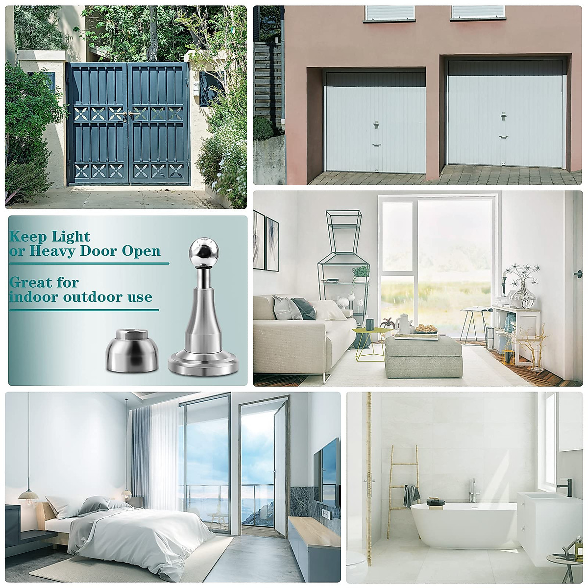 Door Stopper, Magnetic Door Stop, Hydraulic Shock Absorbent, Stainless Steel Heavy Duty Wall Mount Magnet Door Catch Holder Hold Door Open, Magnetic Door Stoppers for Bottom of Door, Brushed Nickel