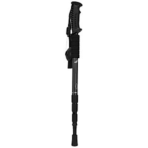 Walking Treking Pole for Outdoors Aluminium Alloy 4-Sections Walking Stick Alpenstock Suspension Straight Handle Trekking Pole (Black)
