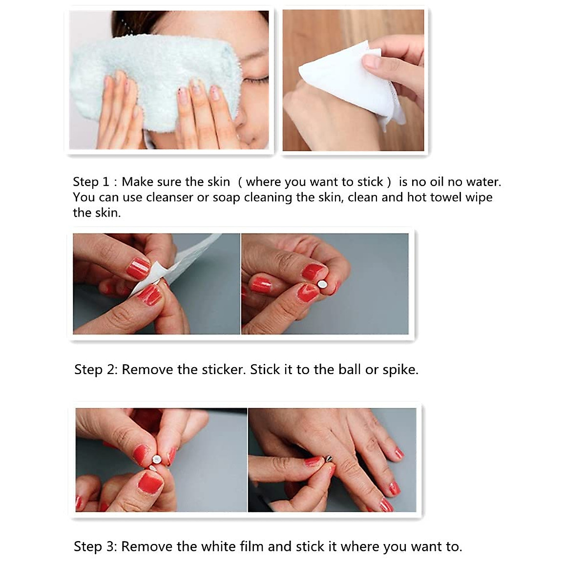 JFORYOU Fake Eyebrow Ring Fake Lip Labret Studs Replacement Balls Spike with 100pcs Sticker Non-Piercing Body Jewelry Fake Skin Piercing