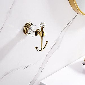 WINCASE Crystal Towel Hook, Gold Robe Hooks, Bathroom Hand Towel Wall Hanger for Clothes Closet Wall Mounted Kitchen